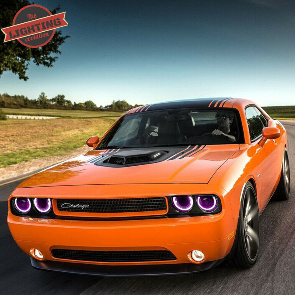 VLAND LED RGB Headlights + Red Clear Lens Tail Lights For 08-14 Dodge ...