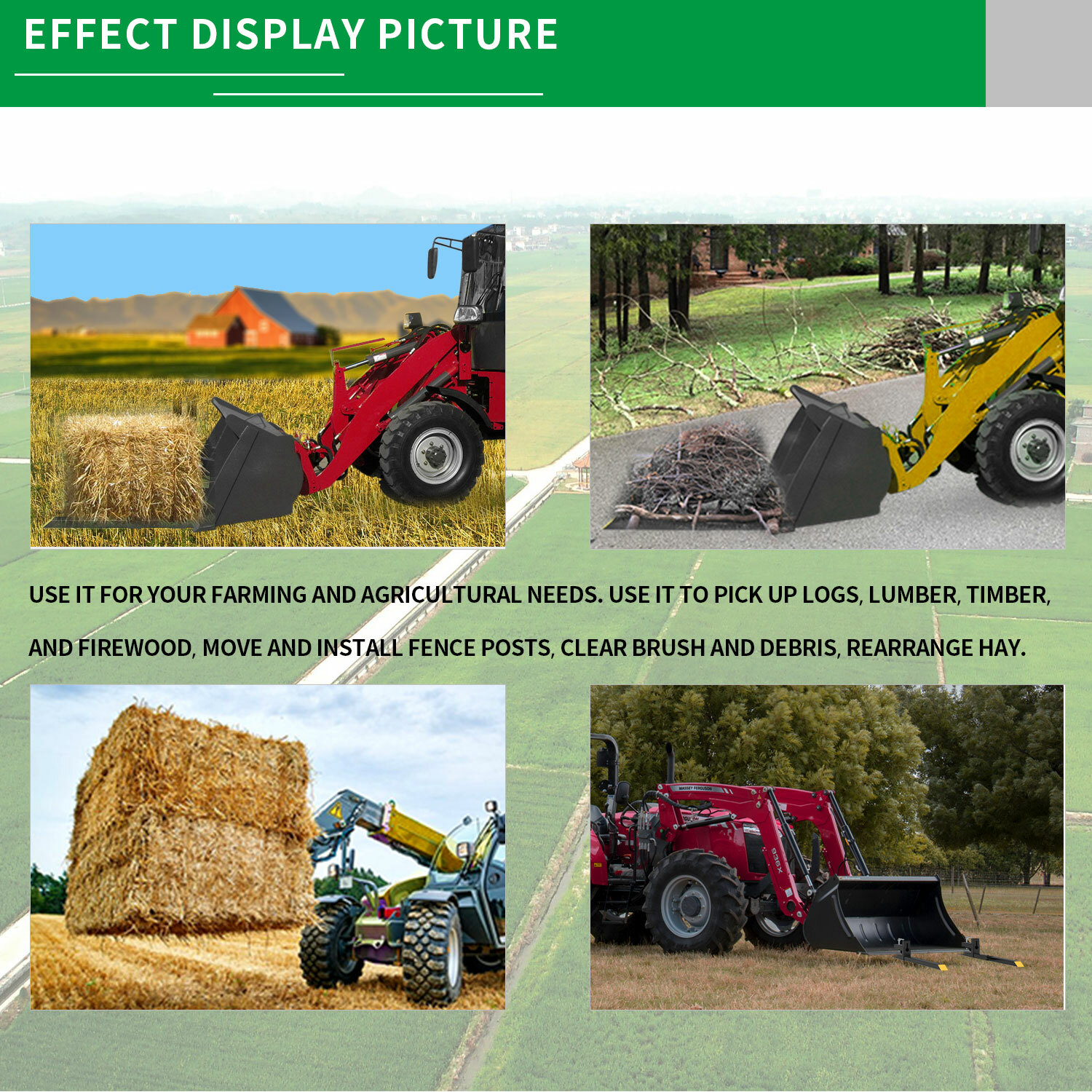 2000lb Tractor Pallet Fork 43 60'' Bucket Clamp On For Backhoe Skid ...