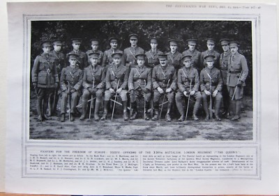 1915 WWI WW1 PRINT OFFICERS OF THE 3/24th BATTALION LONDON REGIMENT THE ...