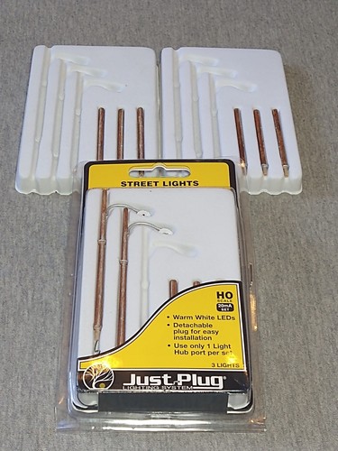 Just Plug HO 2 Wooden Pole LED Street Lights & 9 Extension Poles JP5630 ...