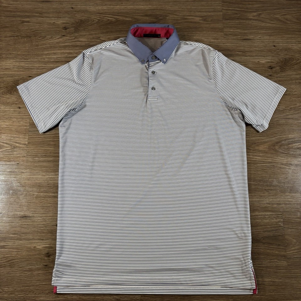 Greyson Polo Shirt Men’s Size Large Blue Striped Wolf Golf Casual Short ...