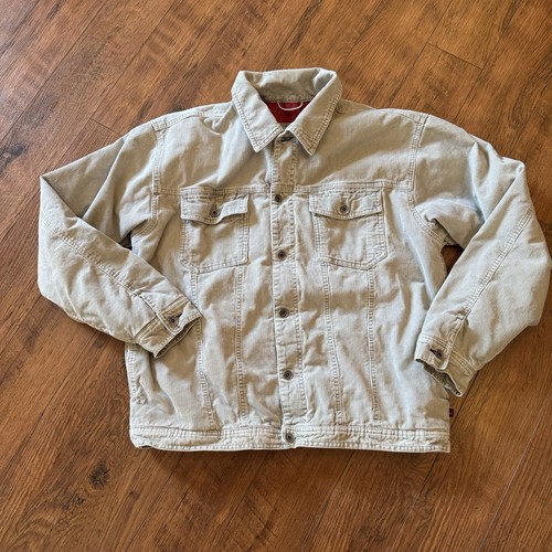 VTG Quiksilver Quikjean Jacket Mens XL Corduroy Beige Lined Skate Surf ...