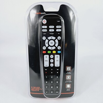 Blackweb 6 Device Universal Remote Control Black TV DVD DVRs Backlit ...