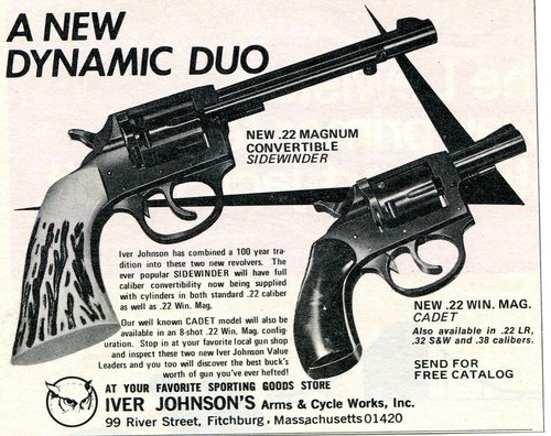 1973 small Print Ad of Iver Johnson Dynamic Duo .22 Sidewinder & Cadet ...