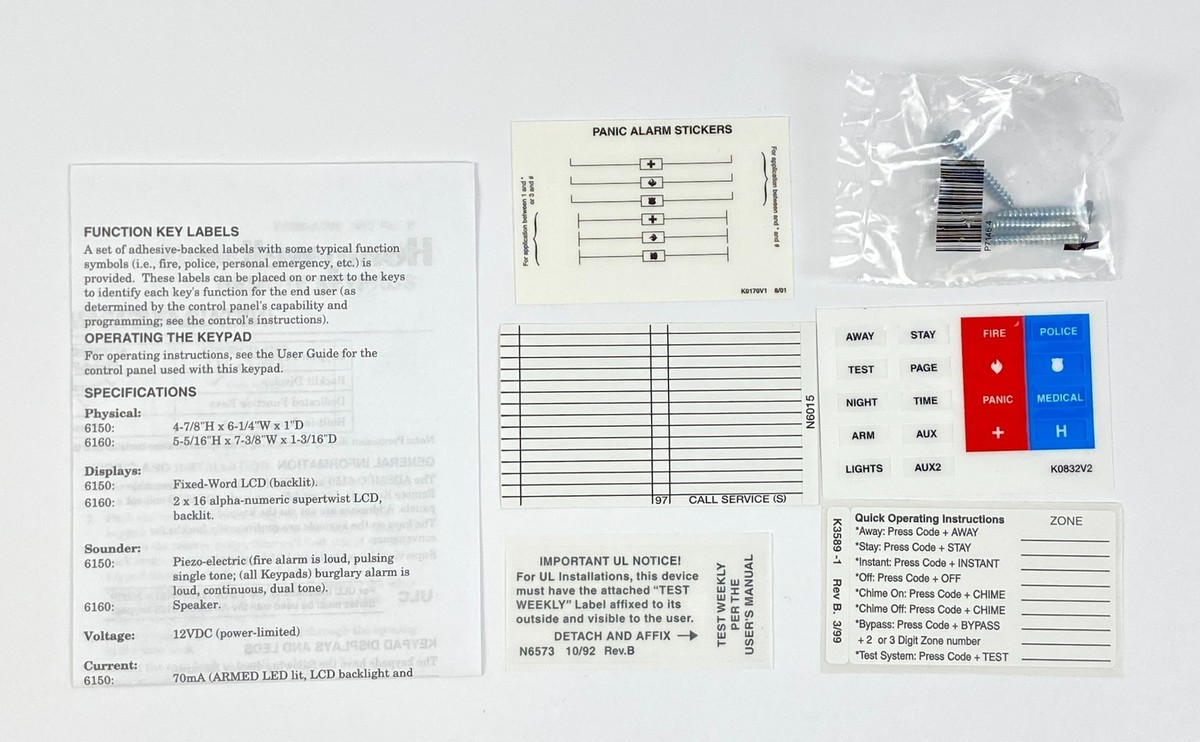 Vista 6160 Keypad User Manual Honeywell 6160 Alphanumeric Keypad User