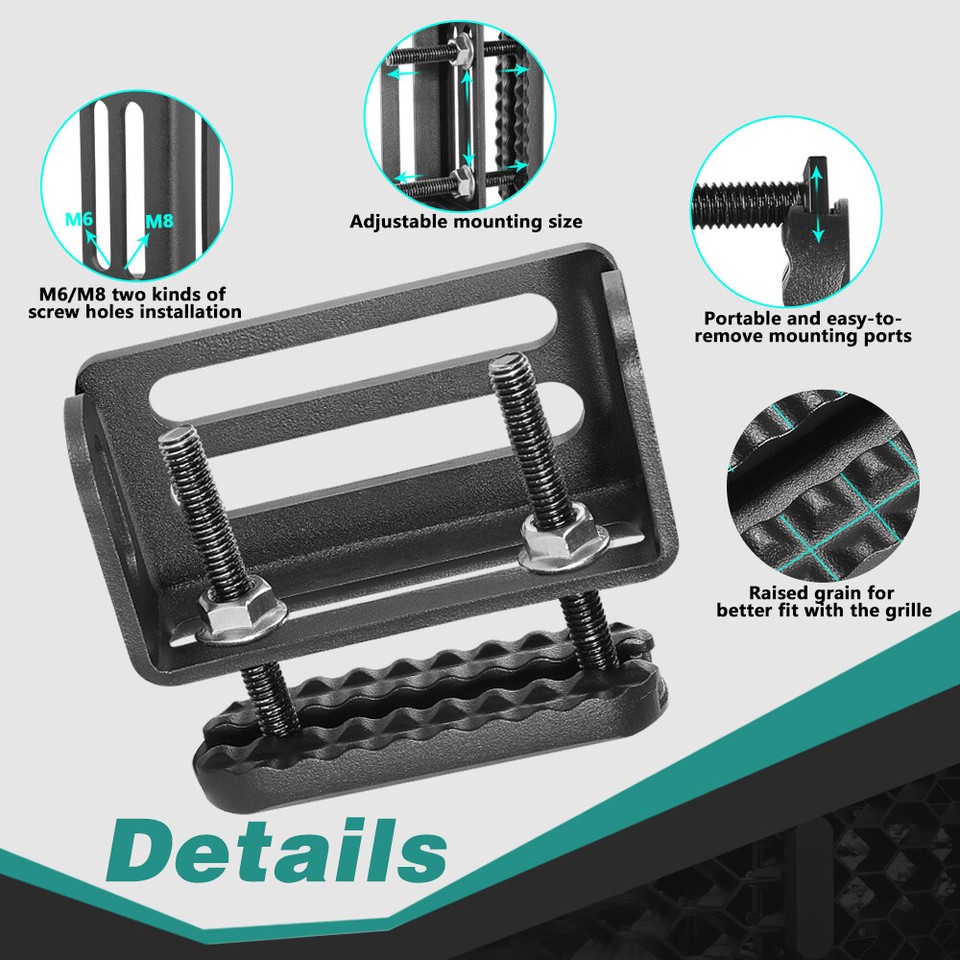 2x Universal Front Grille Guard Hidden Mount Bracket For LED Light Bar ...