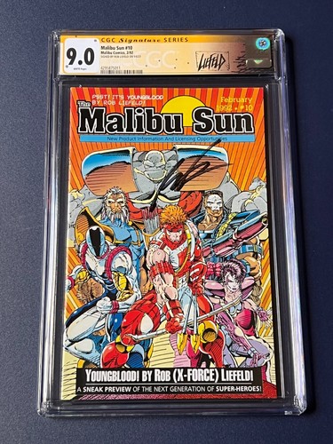 Malibu Sun #10 CGC 9.0 Signed Rob Liefeld Custom Label Early Youngblood ...