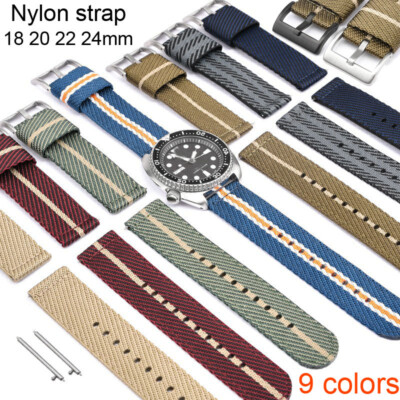18mm 20mm 22mm Stripes Woven Nylon Watch Strap 24mm Watchbands Wrist ...