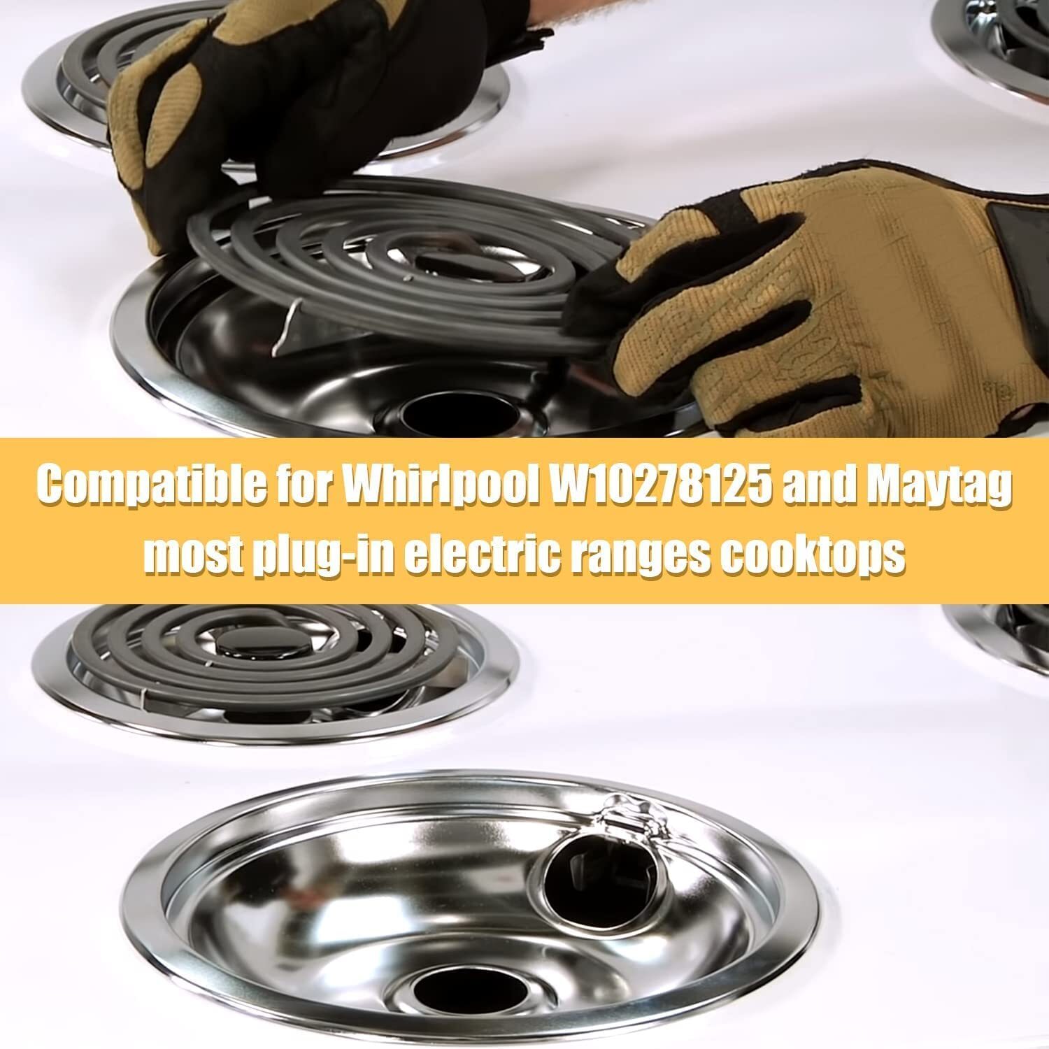 4 Pack Stainless Steel Reflector Bowls Universal Drip Pan Kits for Whir ...