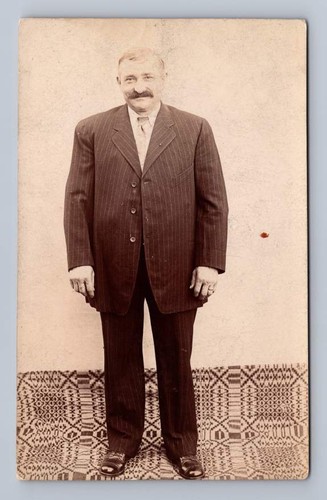 Happy Nice-Looking Pinstripe Suit Man on Rug "Ernst Weigle" RPPC ...