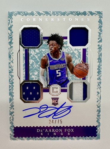 2017-18 De'Aaron Fox Cornerstones RPA Rookie Patch Auto Jersey /75 ...