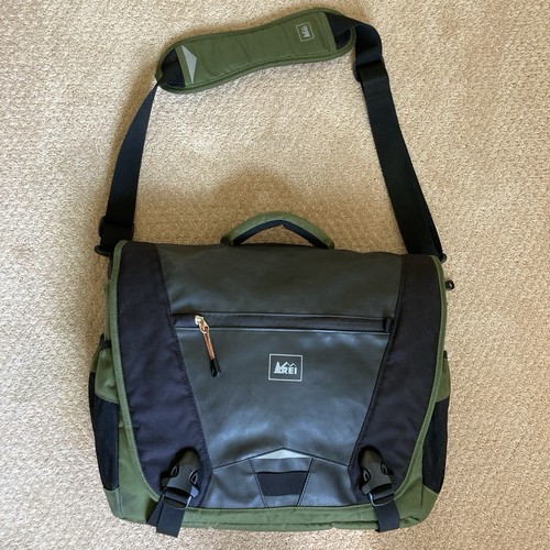 Vintage REI Messenger Laptop Bag Olive Green/Black 14"x16" Shoulder ...