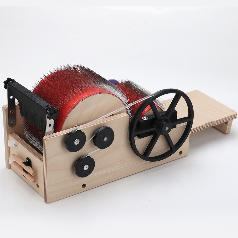 Wool Drum Carding Machine Wooden Frame Craft Drum Carder Manual Fibre ...