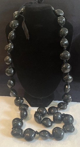 Vintage 1966 Heidi Flowers Inc Black Kukui Bead Necklace 18” | eBay