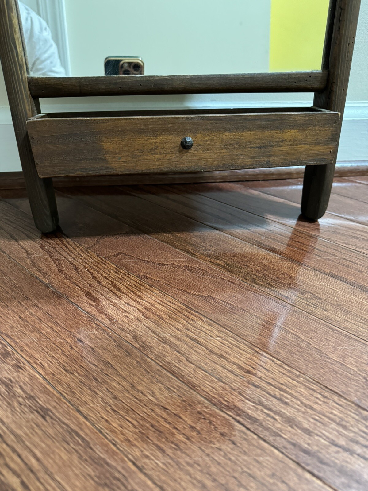 Antique Hand Made Wood Shaving Mirror Wall Hung + Shelf Brush Box | eBay