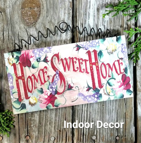 Home Sweet SIGN * Indoor * Cottage Decor 7.75"x4" * Floral Design Pink ...