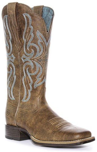 ARIAT Primera Rotondo Up Largo Punta Quadrata Western Boot Marrone Blu ...