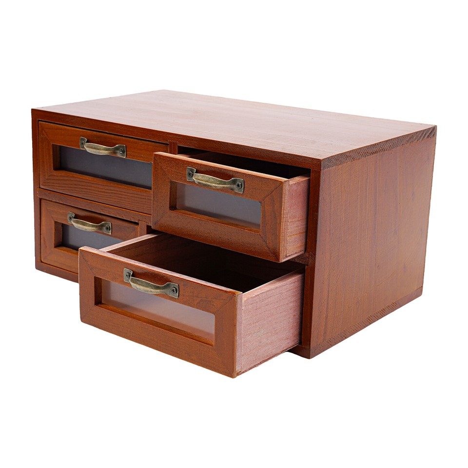Brown Multi Drawer Storage Organizer Wooden Storage Box Desktop Drawer ...