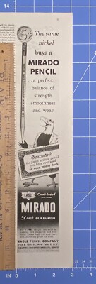 Vintage Print Ad Mirado Nickel Pencil Cartoon Eagle New York NY 13.5" x ...