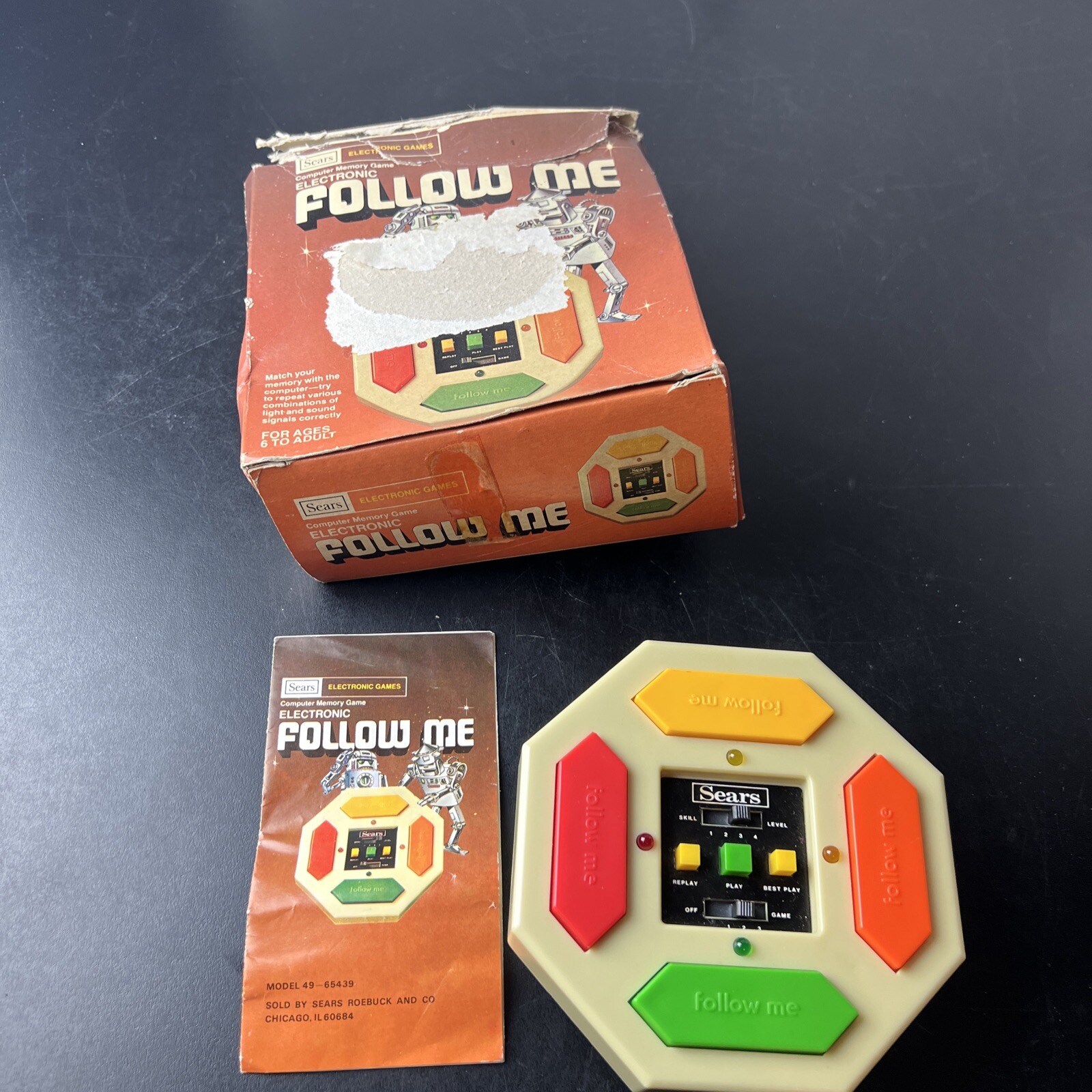 Vintage "Follow Me" Electronic Memory Game From Sears Tested and Works ...