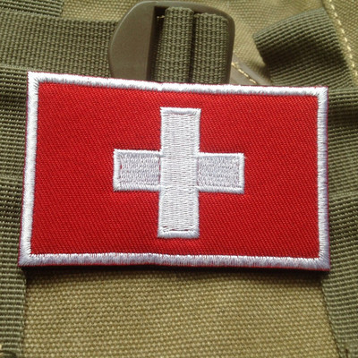 3D EMBROIDERY OF Switzerland National FLAG PATCH MILITARY AIRSOFT PATCH ...