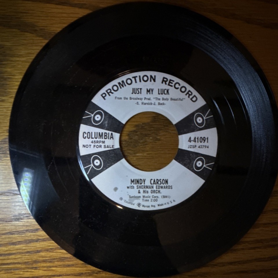 Mindy Carson Hidden In My Heart/Just My Luck 7" 45 RPM Vinyl Single ...