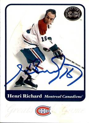 Henri Richard Signed 2001 Fleer Greats #13 Autographed Canadiens 59404 ...