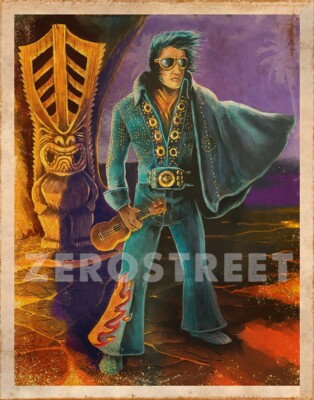 Elvis Tiki Lono Lowbrow Pop Art Print Retro Mid Century Music Tiki Bar ...
