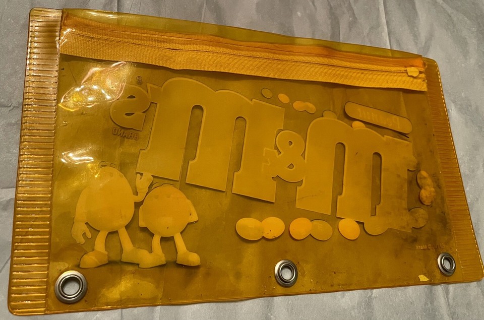 Mars TM Yellow M&M Zipper Pouch Peanut MMS Pencil Plastic 10x6 Made In ...