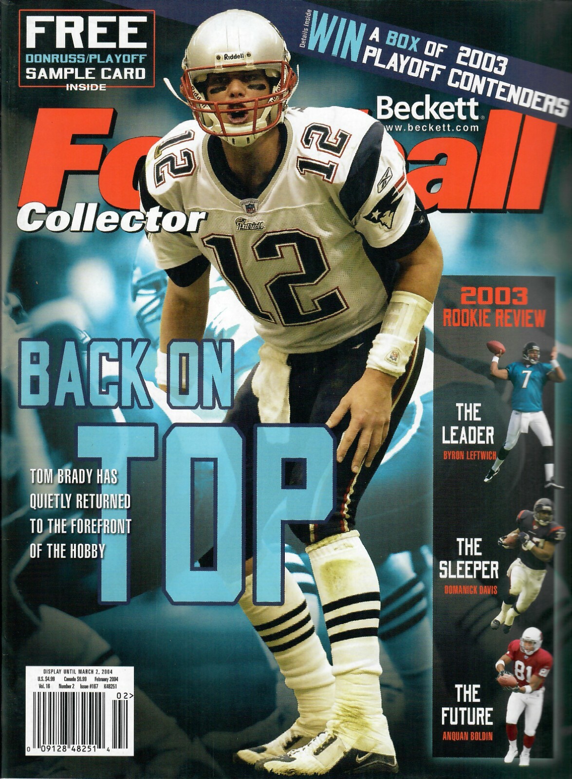 Beckett Football February 2004 #167 Tom Brady Cover Vintage Card ...