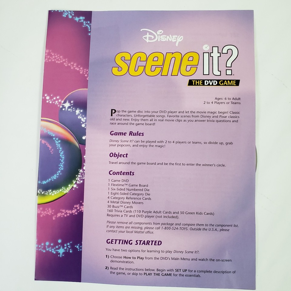 Mattel/Disney Scene It DVD Board Game 1st Edition 2 or More Players Age ...