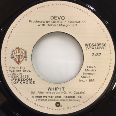 Devo - Whip It 1980 7", Single, Los Warner Bros. Records WBS49550 Very ...