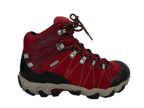Oboz Womens 8 W Boots Bridger B Dry Waterproof Leather Hiking Wide Red ...
