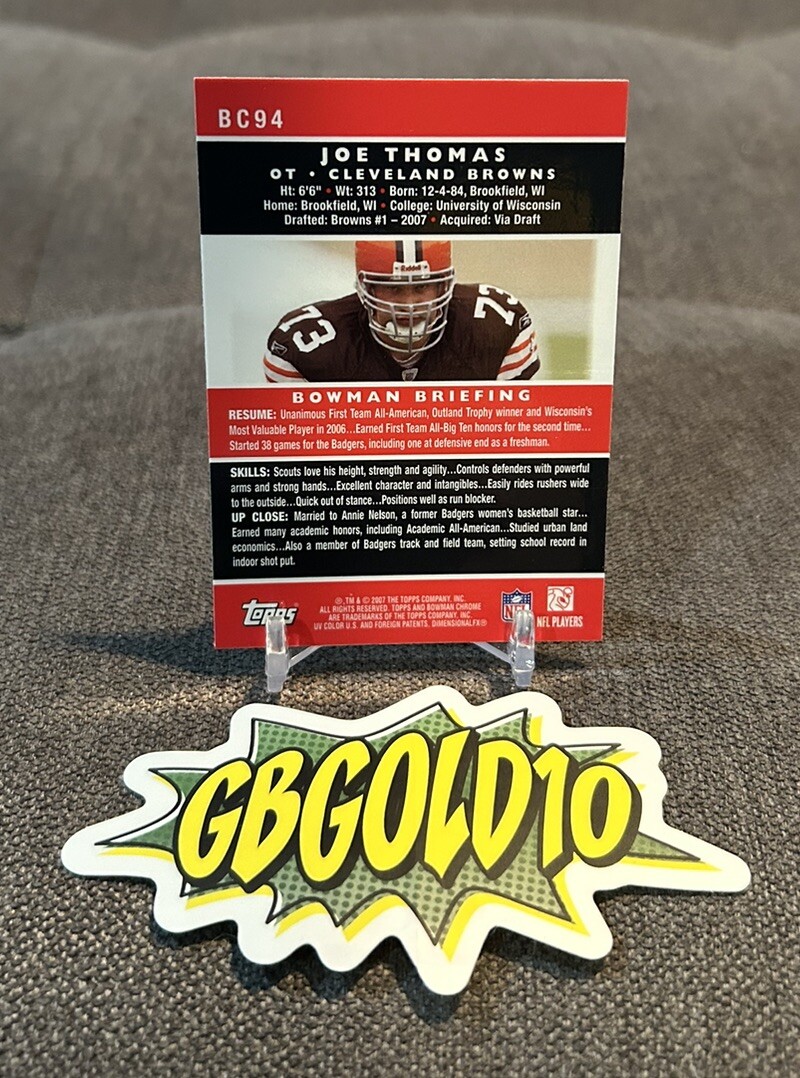 2007 Bowman Chrome - #BC94 Joe Thomas (RC) for sale online | eBay