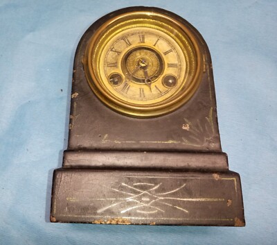 small antique Terry clock company cast iron clock | eBay