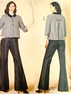 Vogue Uncut Pattern V1831 High Waist Flared Leg Pant & Jacket Sz. 8-16 ...