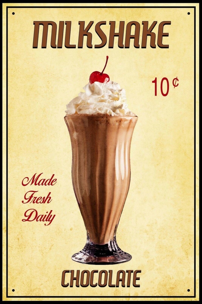 Vintage Milkshake Signs LANOLU Vintage Tin Sign Retro Diner Decor