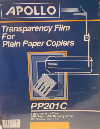 NEW SEALED Apollo PLAIN PAPER COPIER Transparency Film 8.5 x 11 100 ...