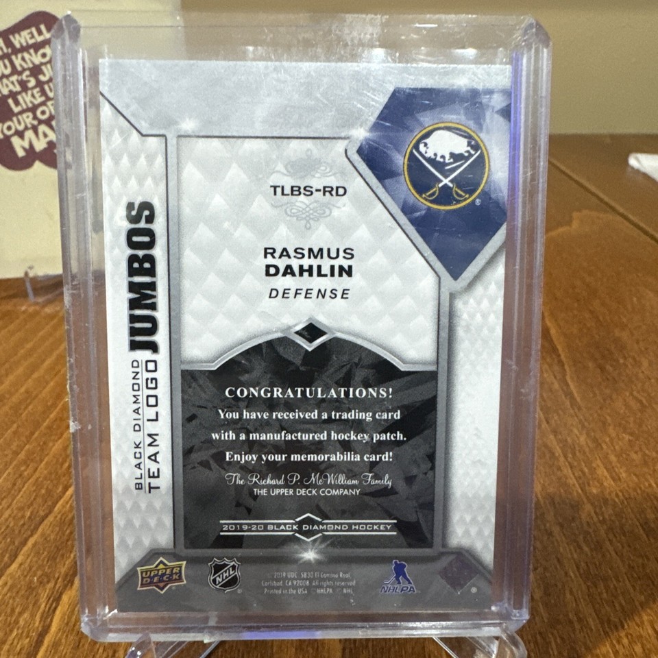 2019 Upper Deck Black Diamond Team Logo Manufactured Rasmus Dahlin ...