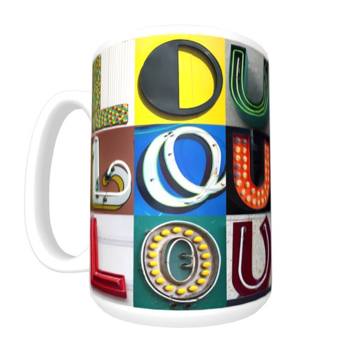 LOU Coffee Mug / Cup featuring the name in photos of sign letters | eBay