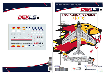 1/144 Decals - Canadair Sabre - RCAF 'Tigers' 439 Squadron Team - DEKL ...