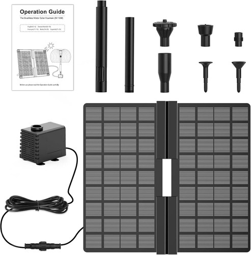 10W Solar Fountain Pump –Portable Water Feature with 4 Nozzles for ...
