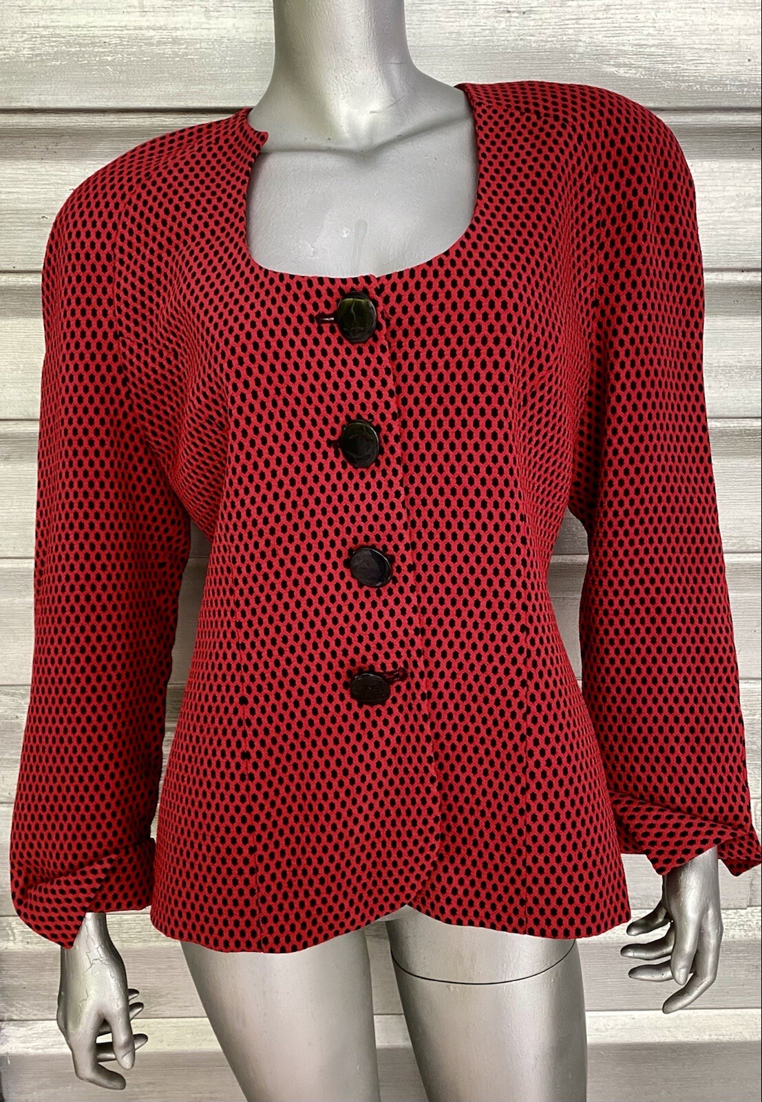 CHRISTIAN DIOR Vintage Red Hexagon Waffle Jacket - Gem