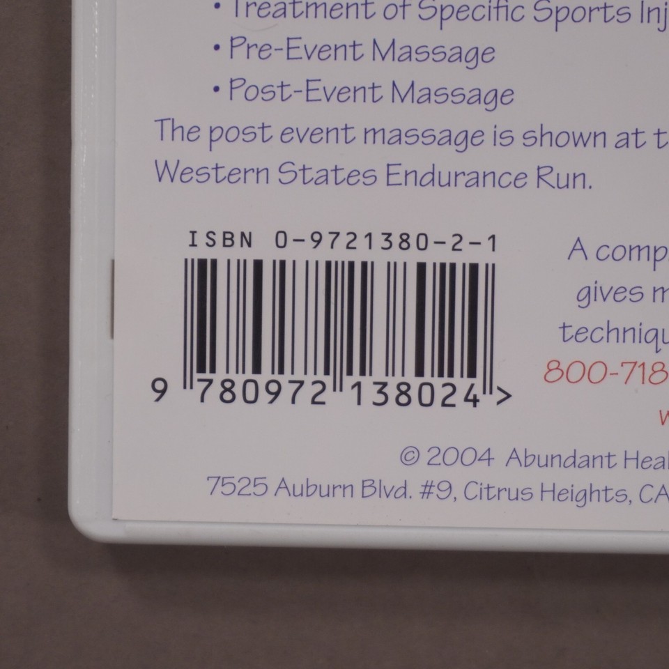 Dr. James Mally : Sports Massage (DVD, 2004) Abundant Health Very Good ...