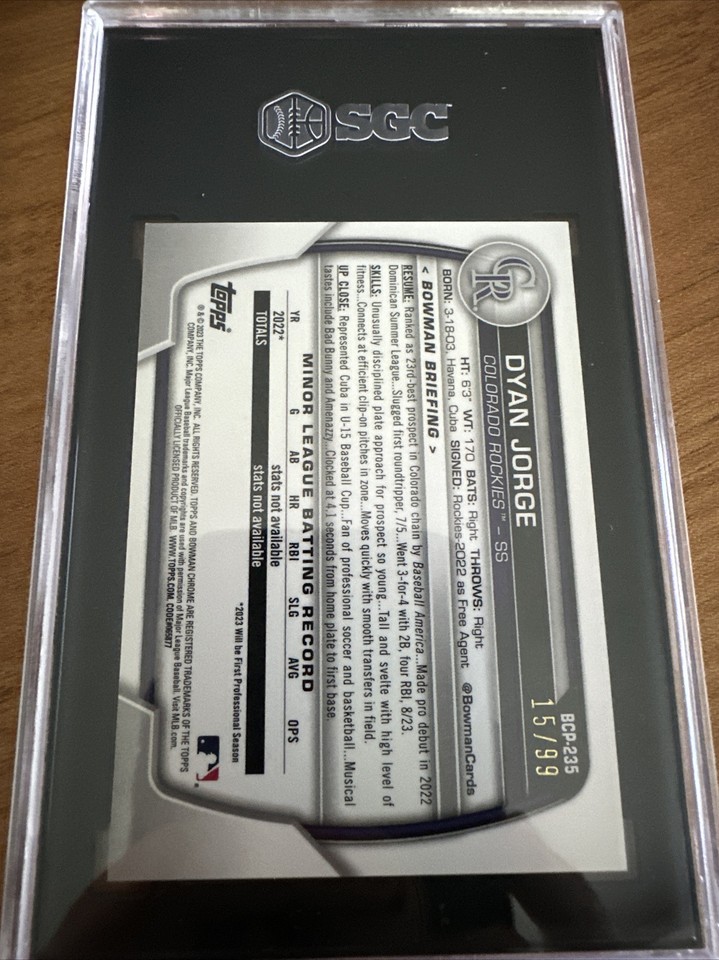 2023 Bowman Chrome Prospect #BCP-235 /99 Green Shimmer Refractor Dylan ...