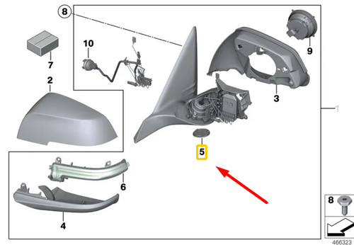NEW BMW X2 F39 FRONT LEFT DOOR MIRROR BASE COVER 8499561 51168499561 ...