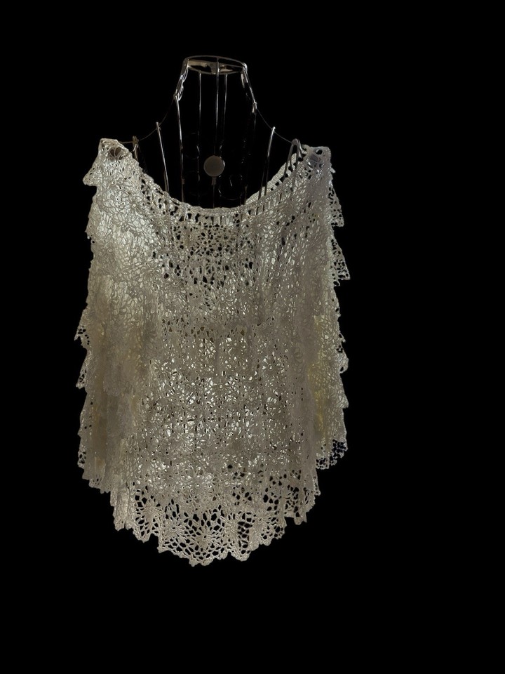 Boston Proper Lace Tiered White W M/L Crocheted Boho Core Flower Child ...