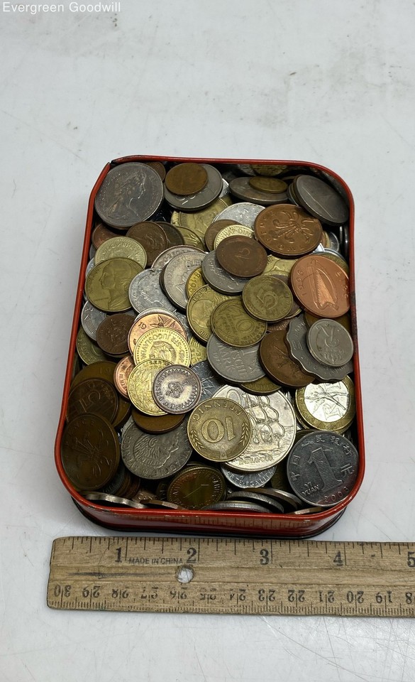 3.4LBS Mixed World Coins in Canadian Mountie Tin | eBay