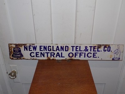 Vintage New England Telephone Central Office Porcelain Sign | eBay