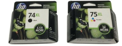 Genuine Factory Sealed Original HP 74XL Black & HP 75XL Color Inkjets ...